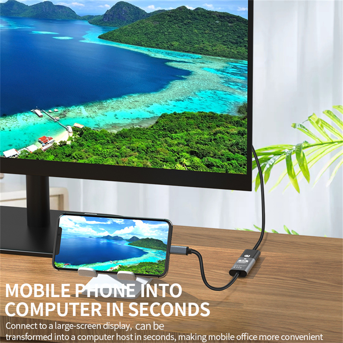 HD 8K60Hz/4K120Hz Type C to DP Cable Adapter USB-C to Display Port ...