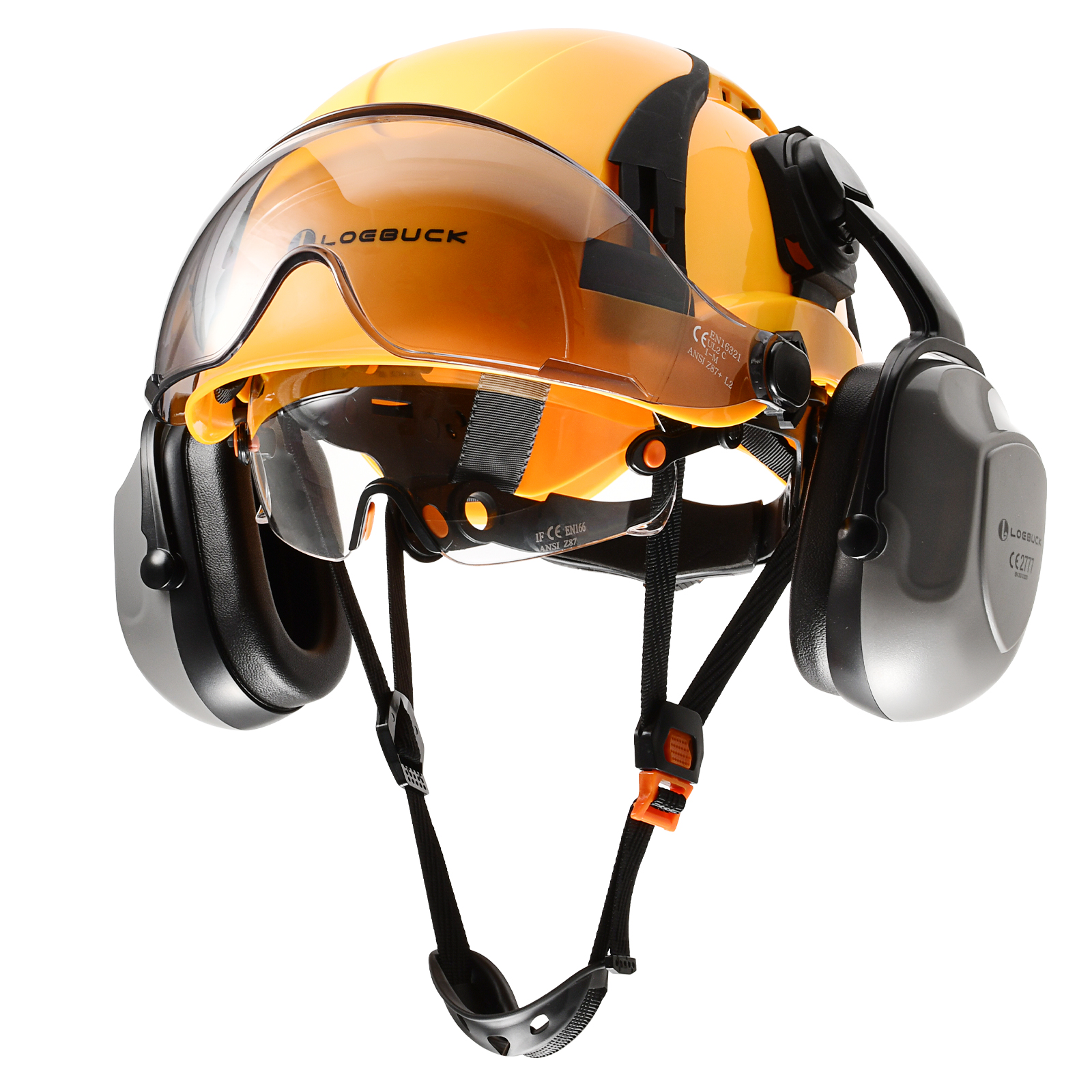 LOEBUCK style safety helmet with dual sun visors and 30DB ear ...