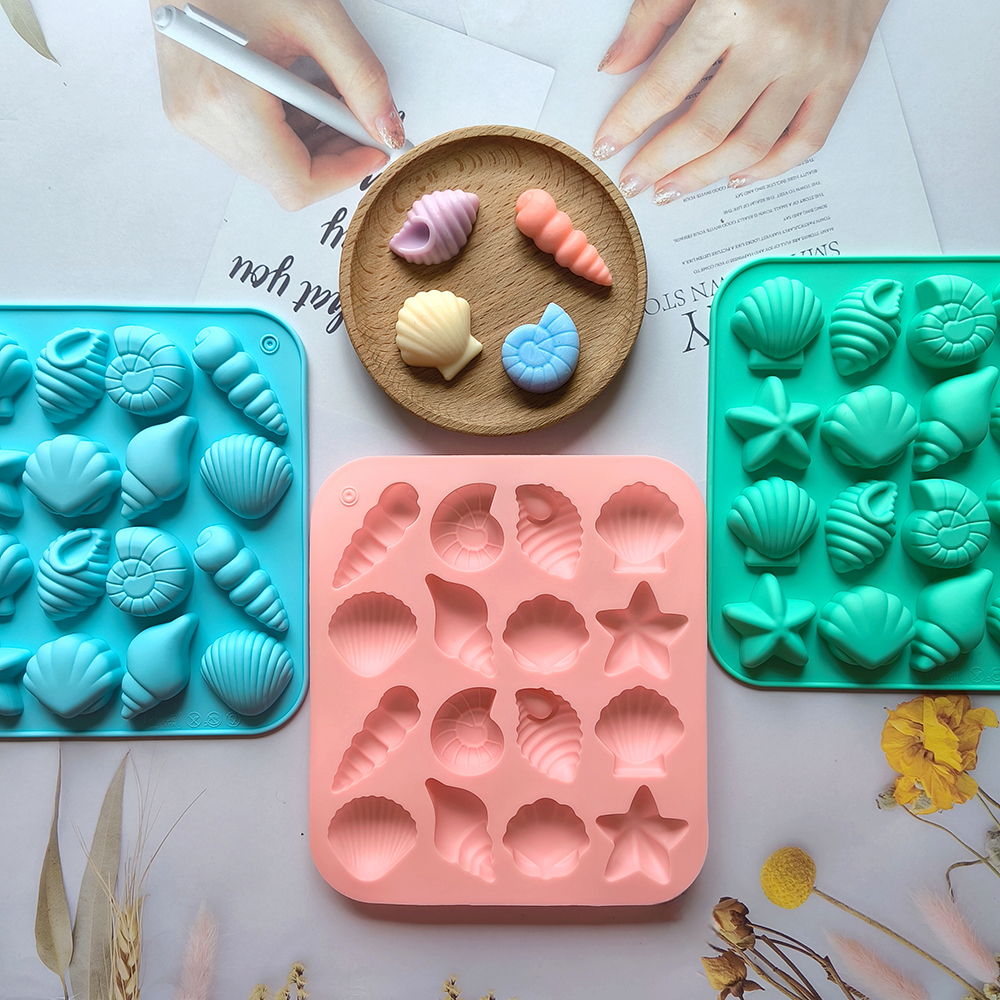 1pc 16 Holes 8 Different Shapes Starfish Shell Molds Silicone Chocolate ...