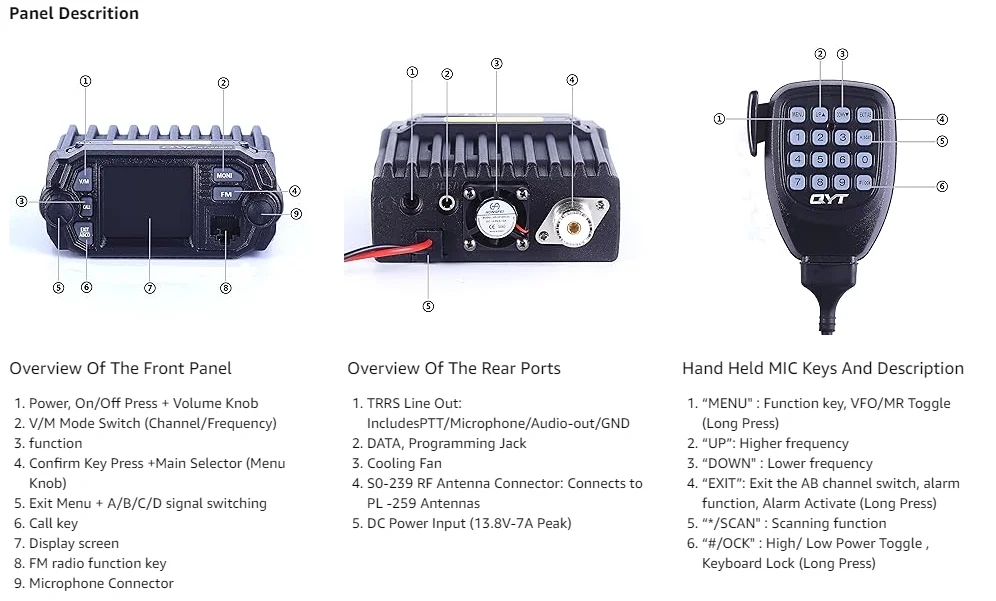 QYT KT- 8900D Base Radio Car Two Way Radio Transceiver 25W VHF/UHF 136 ...