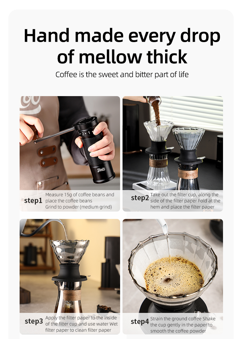 BINCOO Smart Cup Hand Brewed Coffee Filter Cup Home Drip Coffee Sharing ...