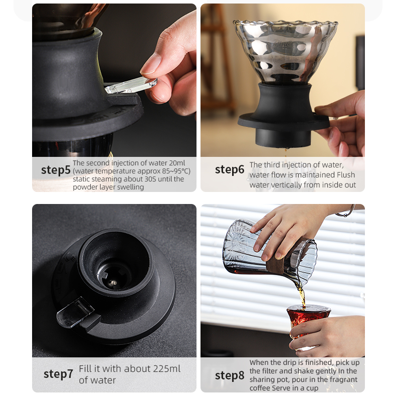 BINCOO Smart Cup Hand Brewed Coffee Filter Cup Home Drip Coffee Sharing ...