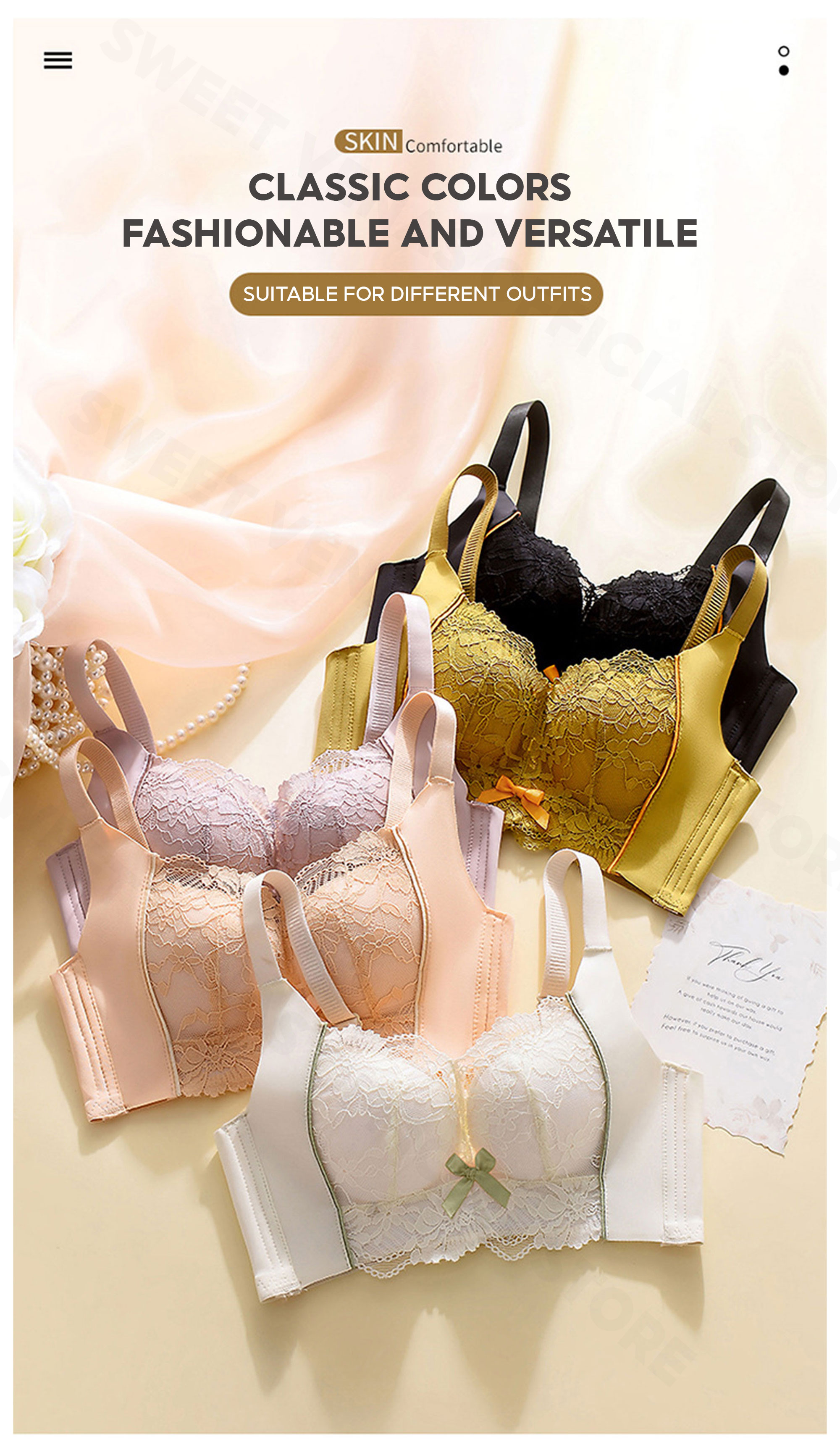 Sweet Venas Push Up Bra for Women Sexy Lace Brassiere 3/4 Cup Underwear ...