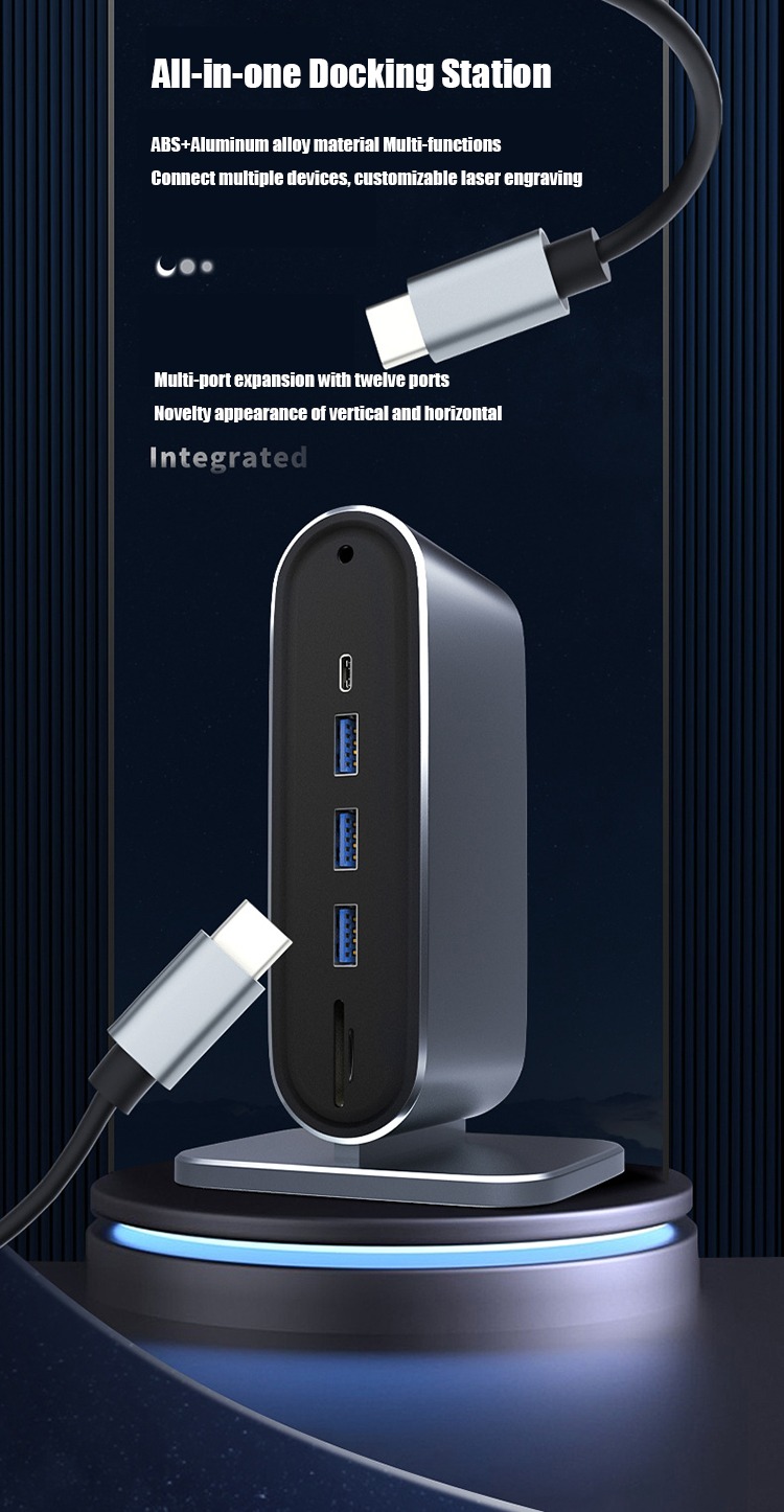 12 in 1 Type C Docking Station USB C Hub with HDMI VGA RJ45 USB3.0 PD ...