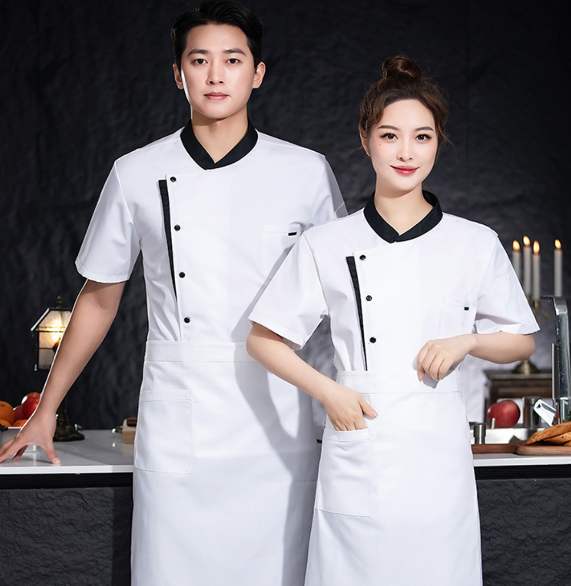Ready Stock Hotel chef uniform short sleeve restaurant kitchen chef ...