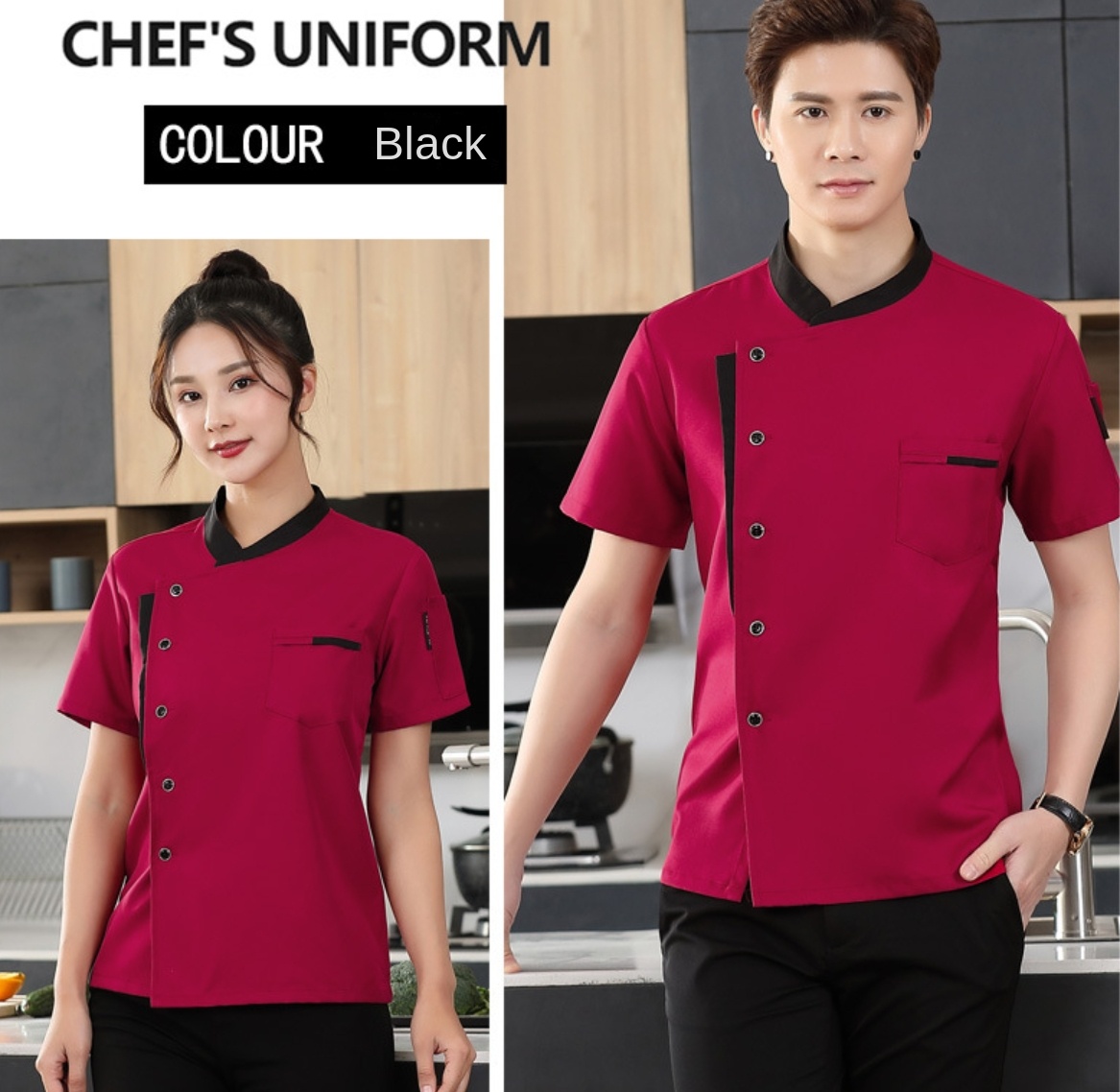 Ready Stock Hotel chef uniform short sleeve restaurant kitchen chef ...