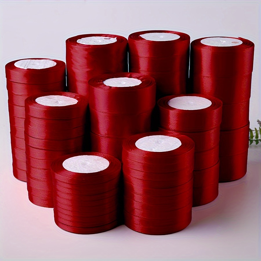 1 Pack Wine Red Ribbon 0.6/1/2/2.5/4/5/8cm Wide 22m Long Baking Cake ...