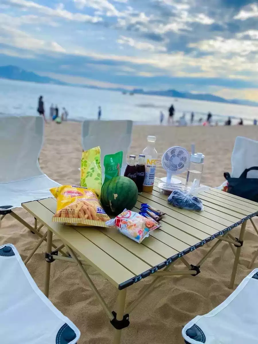 Foldable Camping Table Egg Roll Meja Makan Outdoor Picnic BBQ Meja Kayu ...