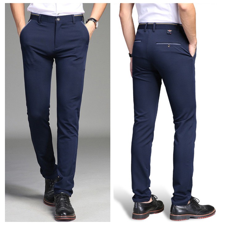 🔥Local Delivery🚚CEO Men's Formal Pants Elastic Slim Fit Smart Business ...