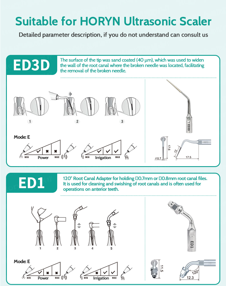 Dental Endo Perio Scaling Tips G P E fit for SATELEC DTE NSK Ultrasonic ...
