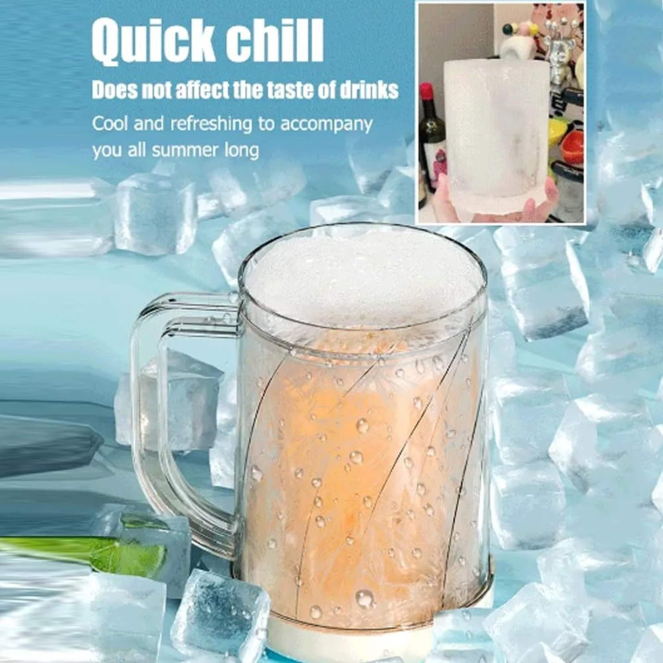 PET Double Layer Ice Cold Beer Glass Liquid Refrigerator Frozen Cup ...