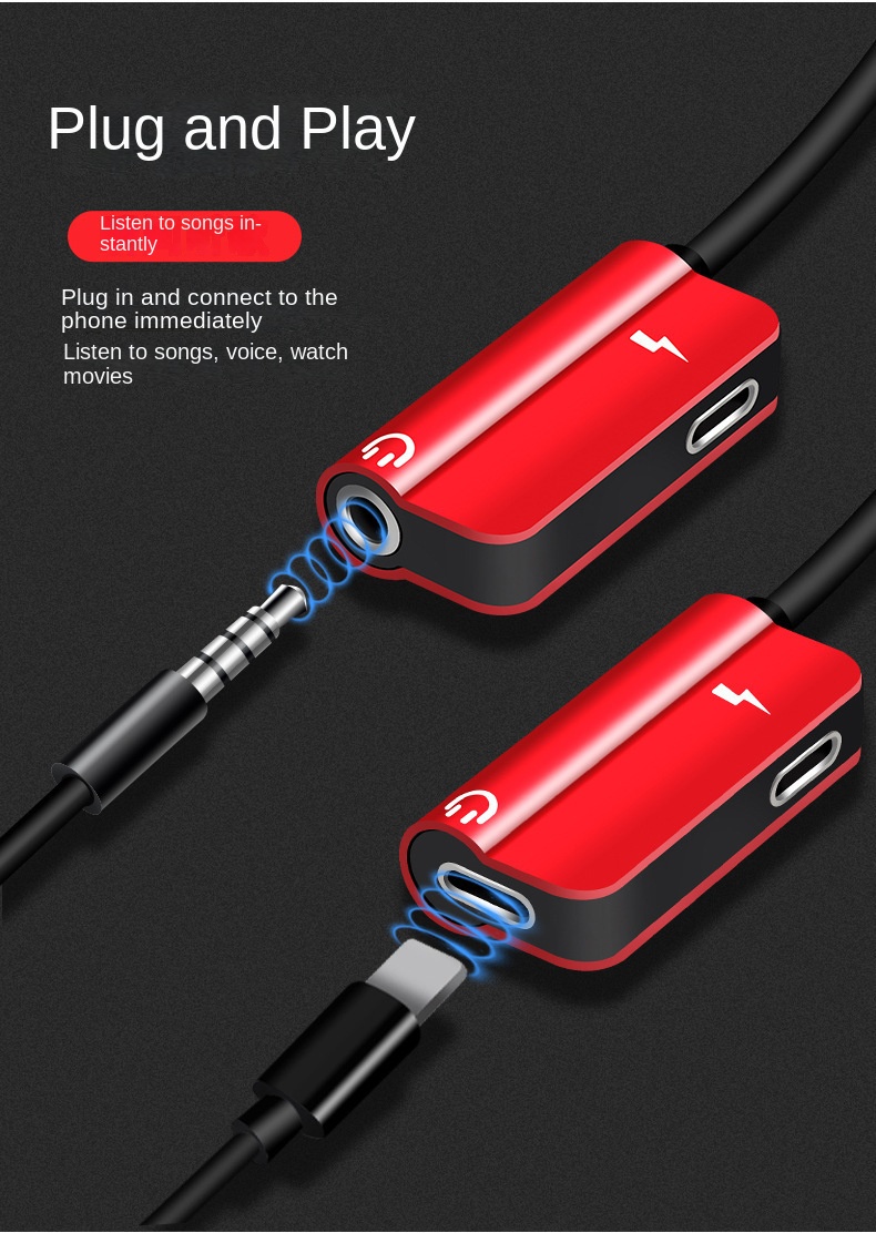 Headphone Adapter Cable Conversion socket 2 in 1 Dual Plugs Adapte r/ 3 ...