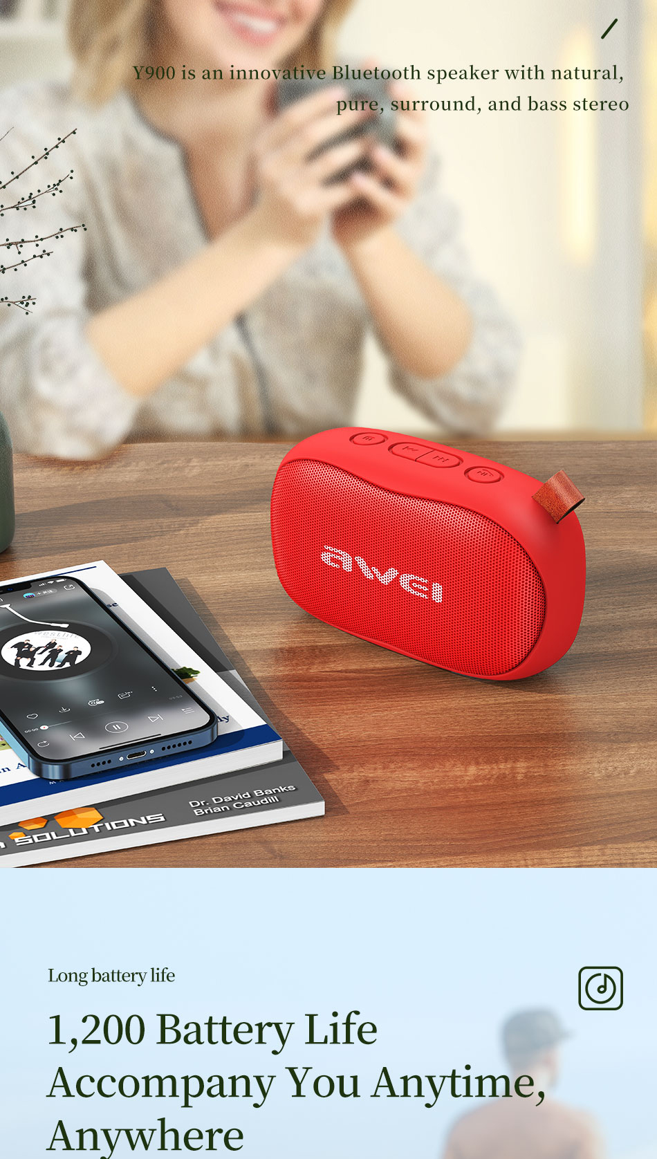 Awei Y900 Speaker Bluetooth Wireless Portable Mini HiFi Sound Surround ...