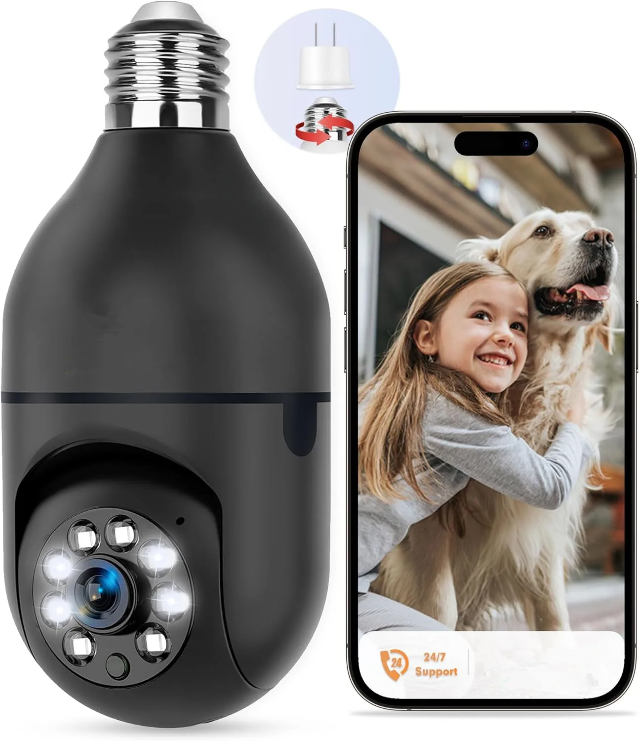 Full-HD E27 Bulb Surveillance Camera Night Vision WiFi Surveillance ...