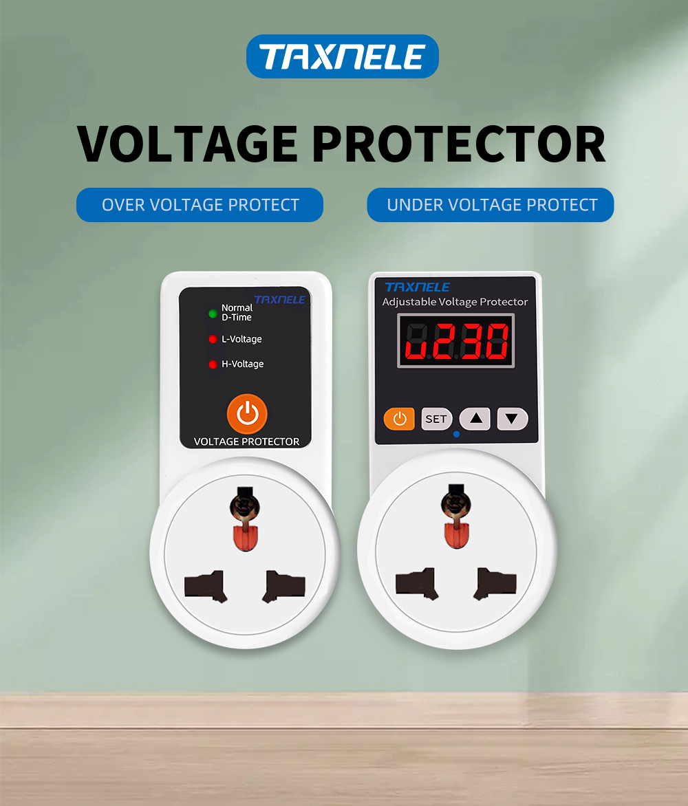 Automatic Voltage Protector Socket AC 220V Adjustable 16A Voltage Safe ...