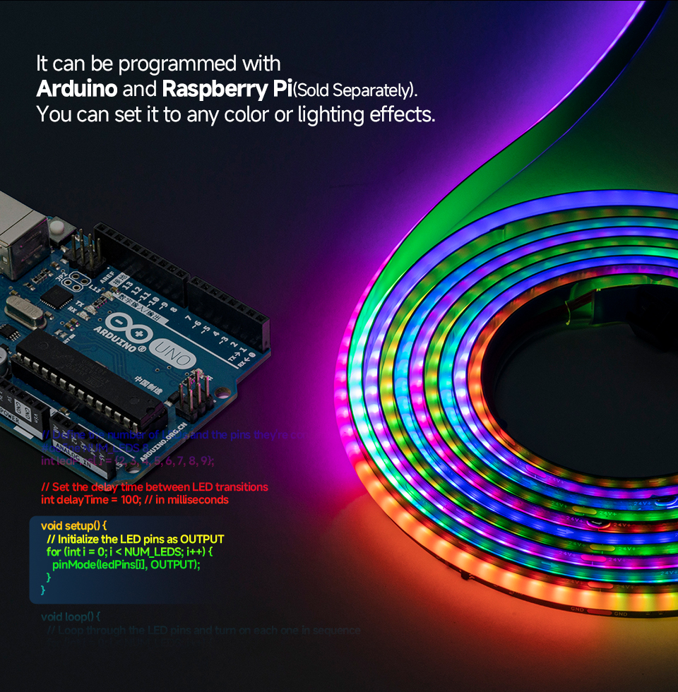 BTF-LIGHTING 10m 576LEDs/m RGB IC COB LED light strip WS2811 IC ...