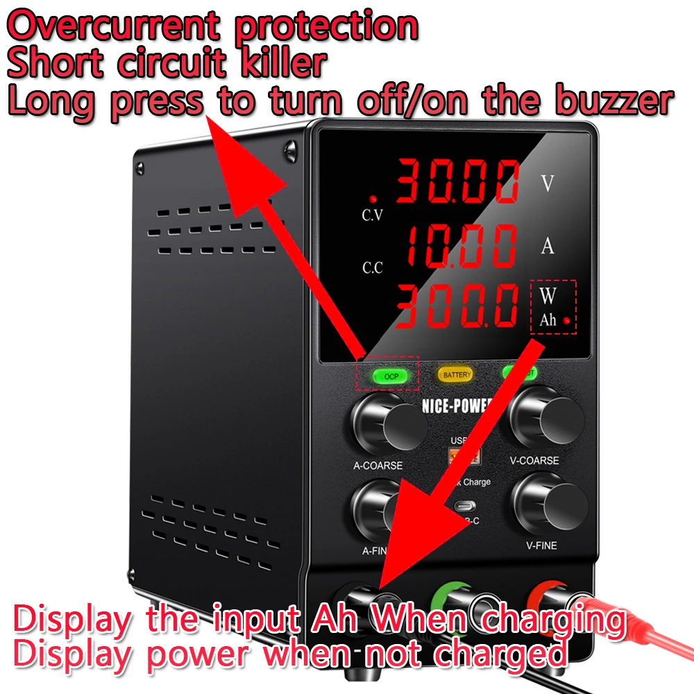 NICE-POWER DC Power Supply Variable, 30V 10A Adjustable Switching ...
