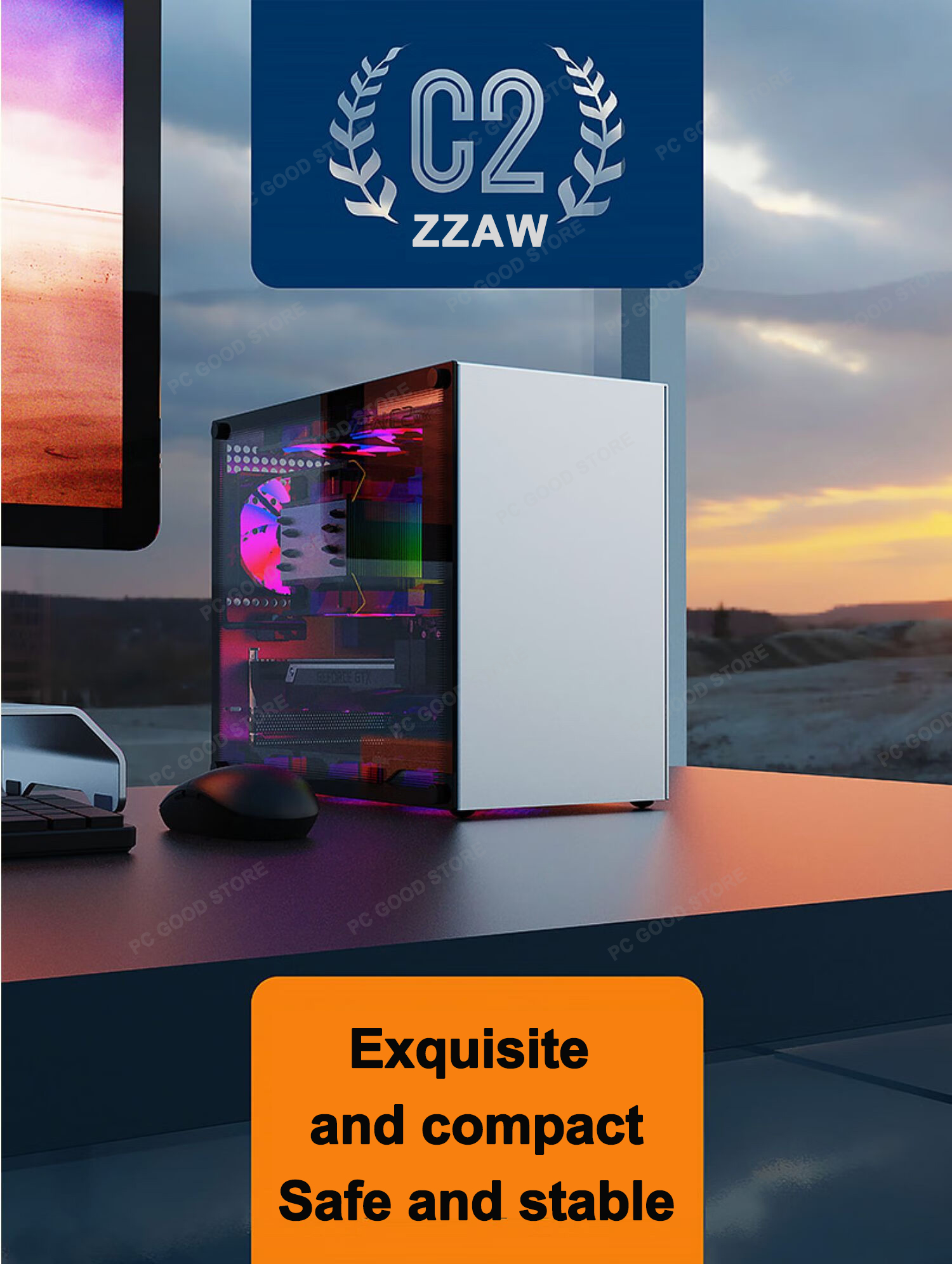 ZZAW C2P/C2 All Aluminum MATX Case Side Tempered Glass ATX Power Mini Gaming Computer Desktop ...