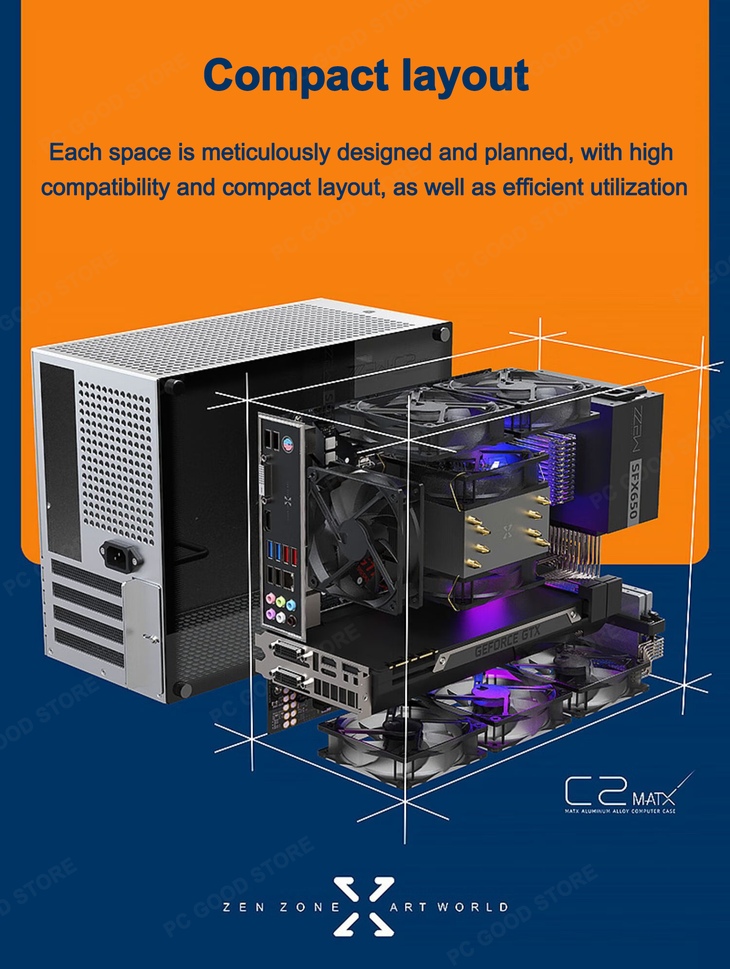 ZZAW C2P/C2 All Aluminum MATX Case Side Tempered Glass ATX Power Mini Gaming Computer Desktop ...