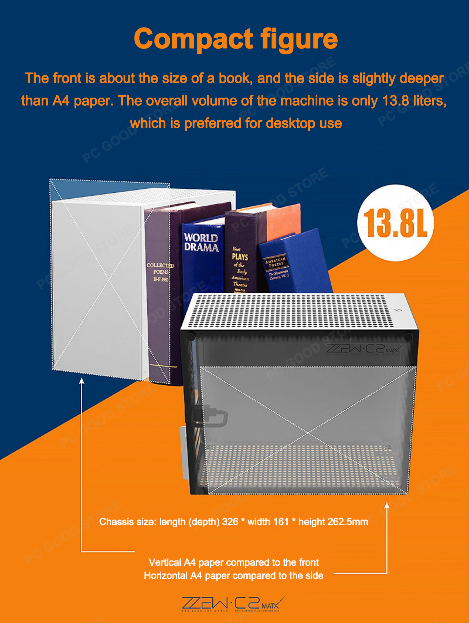ZZAW C2P/C2 All Aluminum MATX Case Side Tempered Glass ATX Power Mini ...