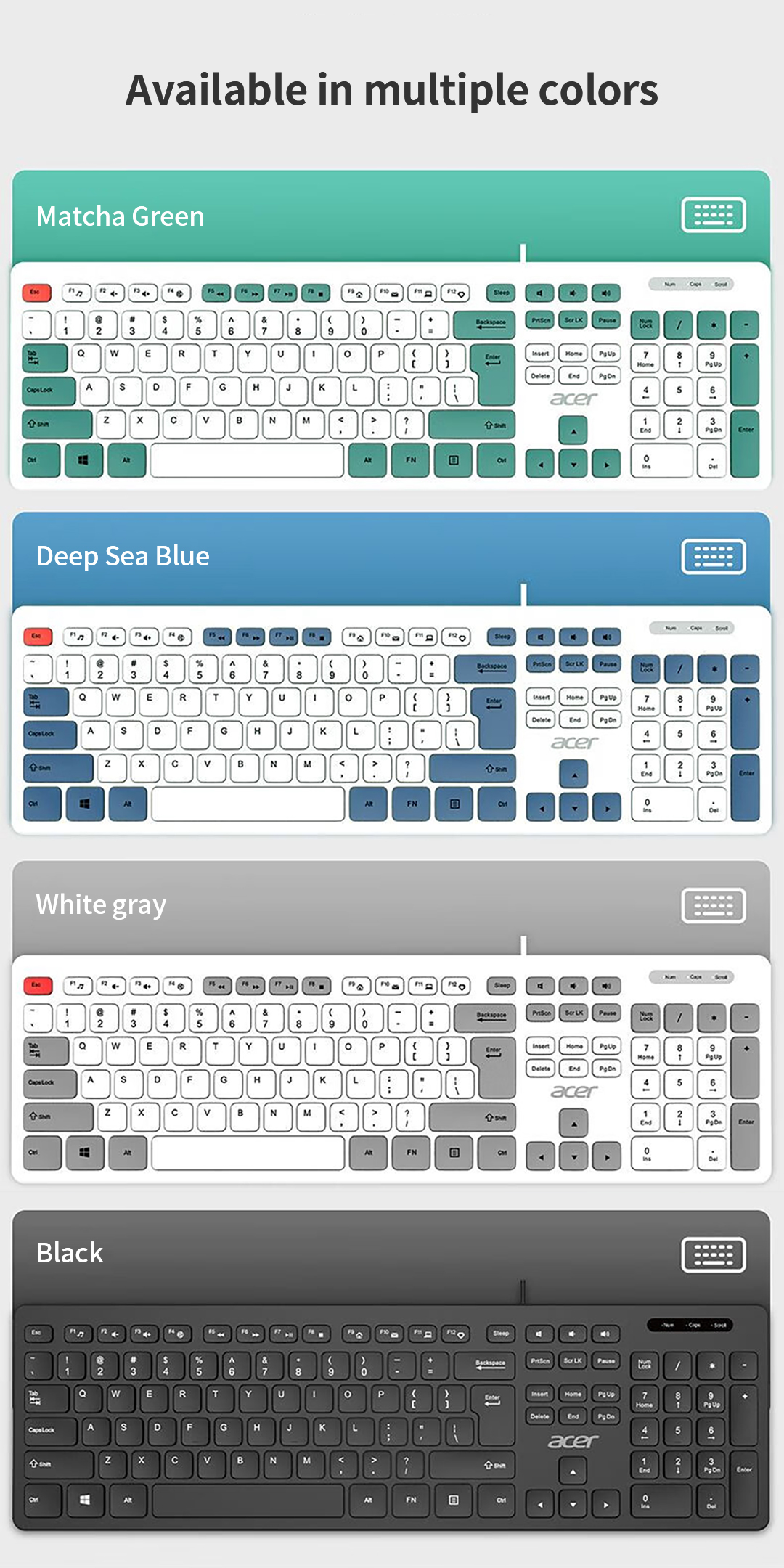Acer OAK920 Wireless Keyboard and Mouse Set 2.4GHz Connection 108-Key ...