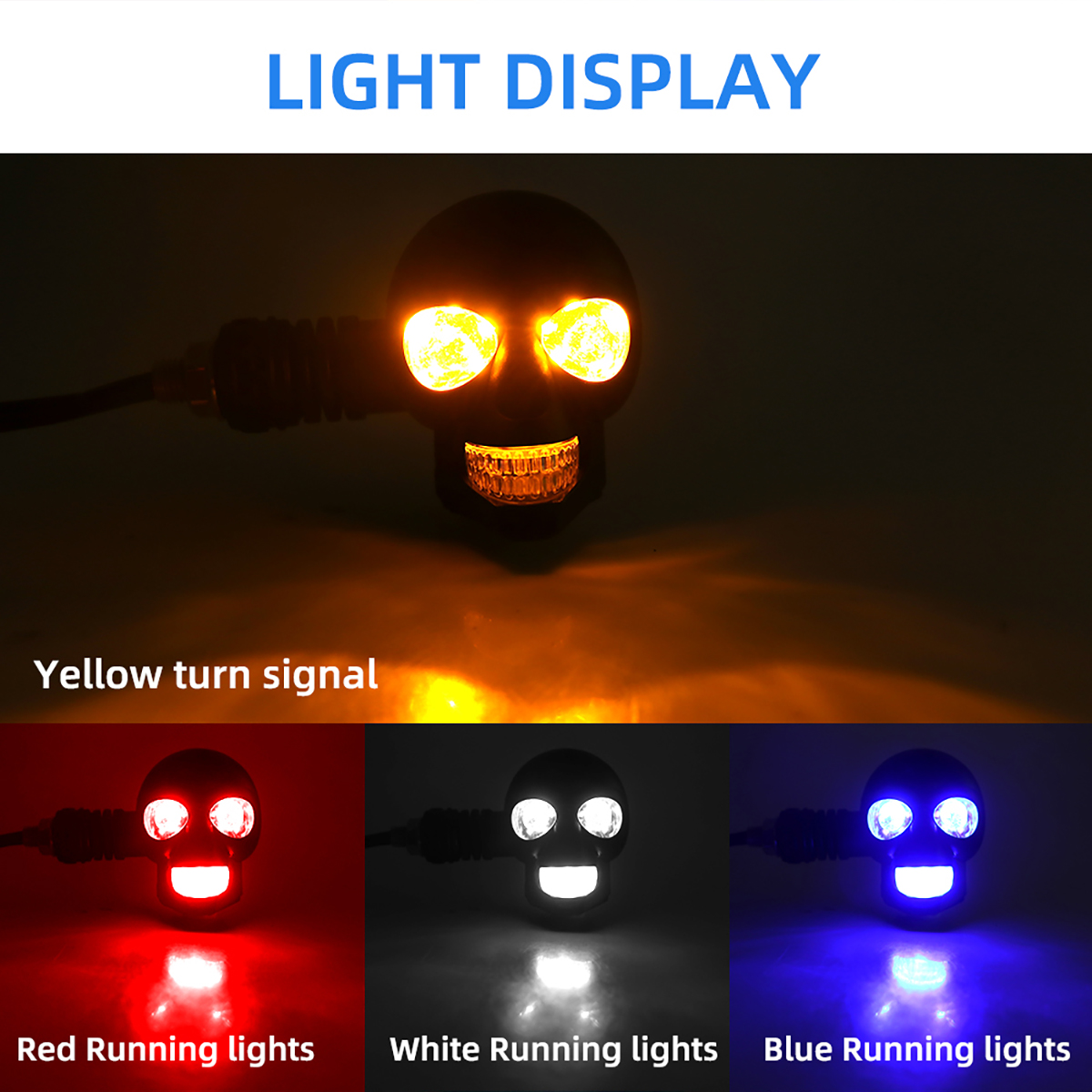 2pcs Motorcycle Turn Signal Light Skull Head Shape Turn Signal Light ...
