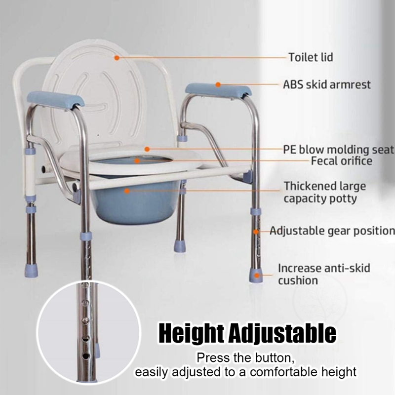【Local shipment】NEW Height Adjustable Commode chair Elderly Foldable ...