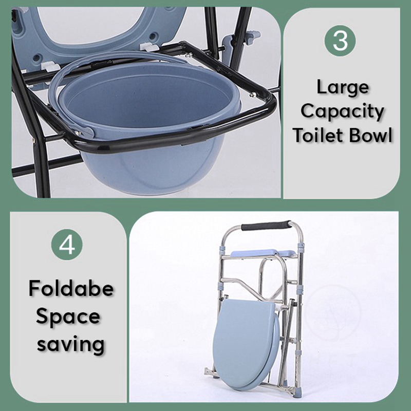 【Local shipment】NEW Height Adjustable Commode chair Elderly Foldable ...