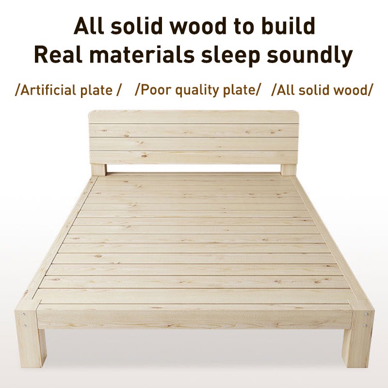 YJ Wooden Bed Frame With Drawer Storage Katil Kayu Solid Wood Bed Queen ...