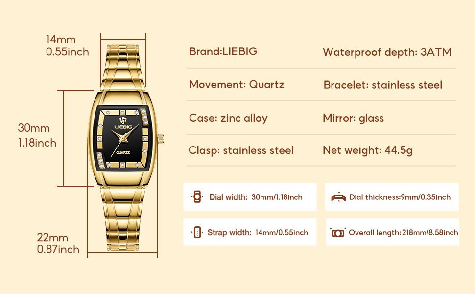 LIEBIG Women Fashionable and Exquisite 3ATM Waterproof Quartz Watch for ...