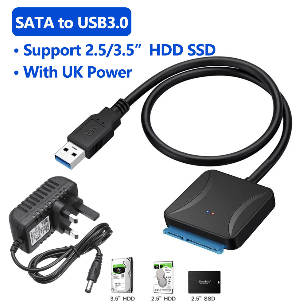 SATA to USB 3.0 Adapter Cable For 3.5/2.5 Inch SSD HDD Hard Drive Disk ...