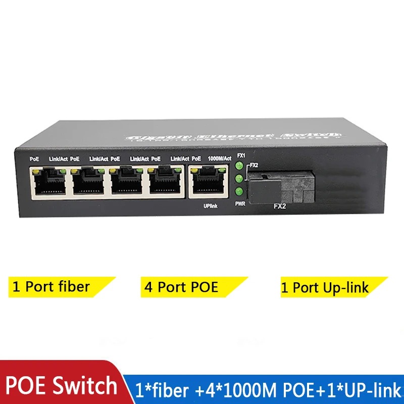 PoE Fiber Switch Uplink Fast Ethernet switch POE Ethernet Media ...