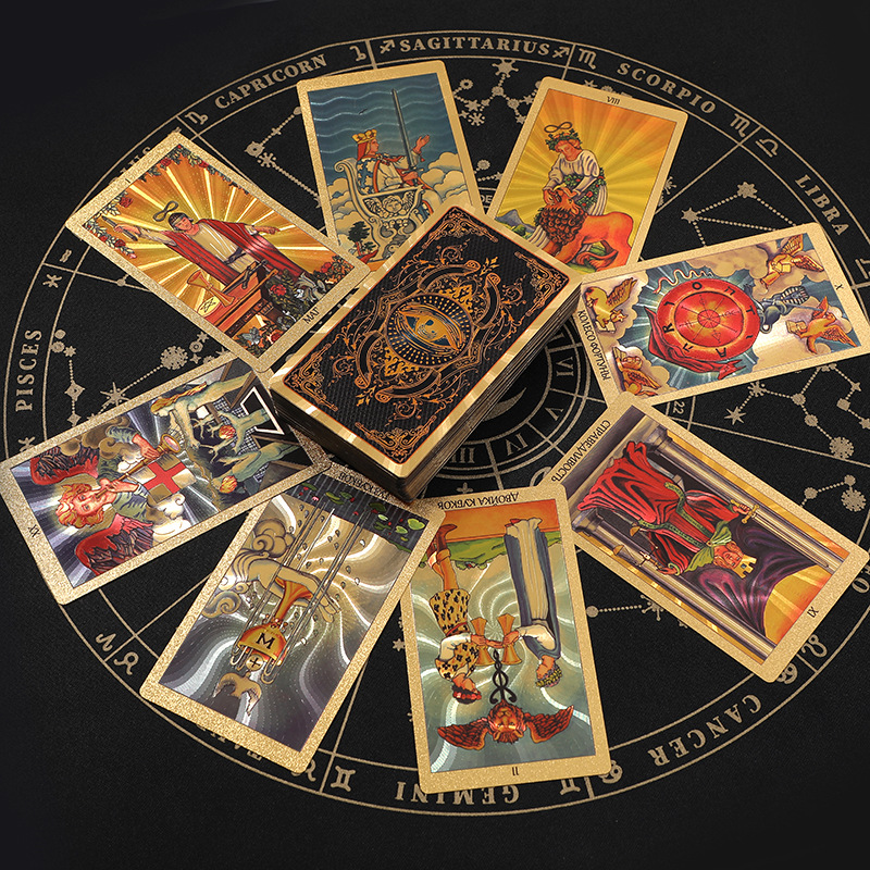 A Pair Of Gold Foil Tarot Cards, Suitable for Family Parties Bar Party ...