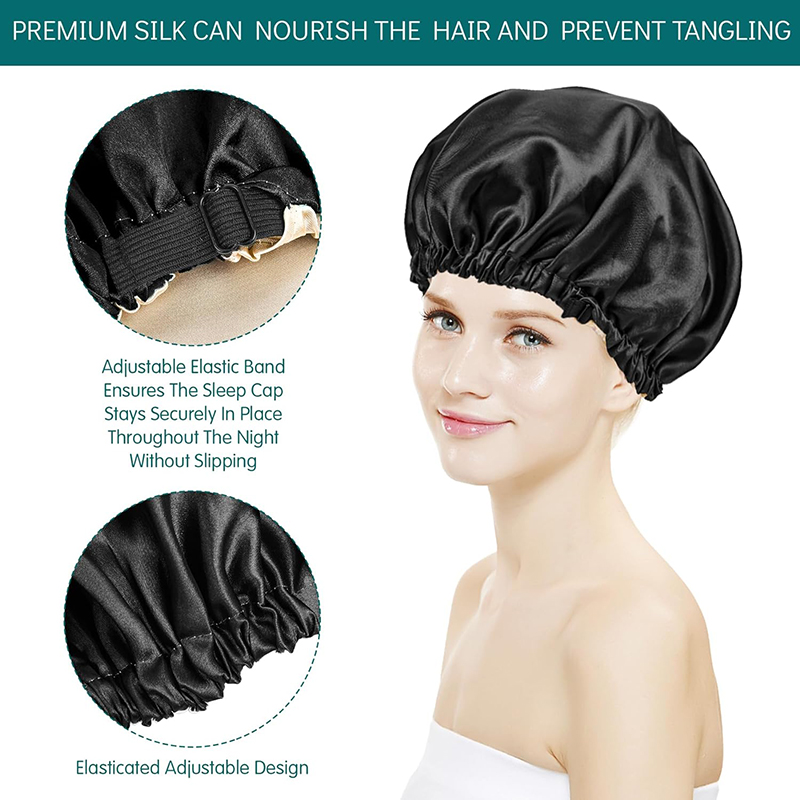 Satin Silk Hair Bonnet - Adjustable Sleep Cap for Women with Natural ...