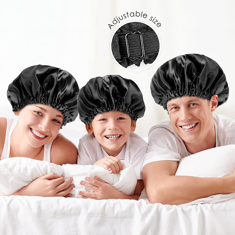 Satin Silk Hair Bonnet - Adjustable Sleep Cap for Women with Natural ...