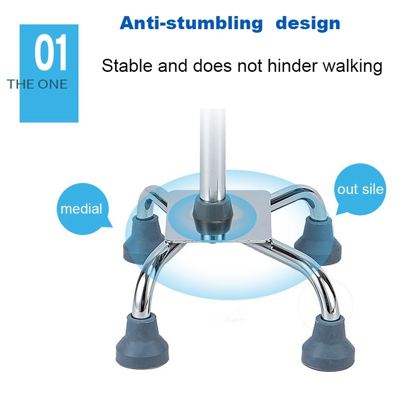 【Local shipment】Light Weight Aluminium Quad Cane Small Base Tongkat 4 ...