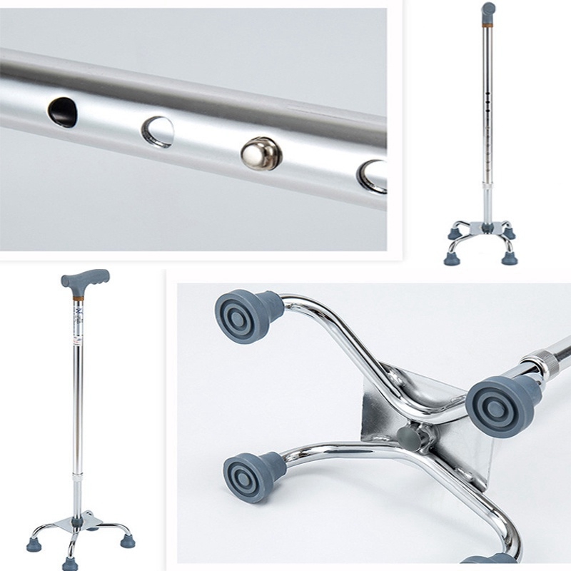 【Local shipment】Light Weight Aluminium Quad Cane Small Base Tongkat 4 ...