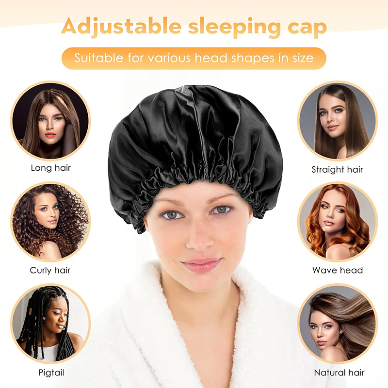 Satin Silk Hair Bonnet - Adjustable Sleep Cap for Women with Natural ...