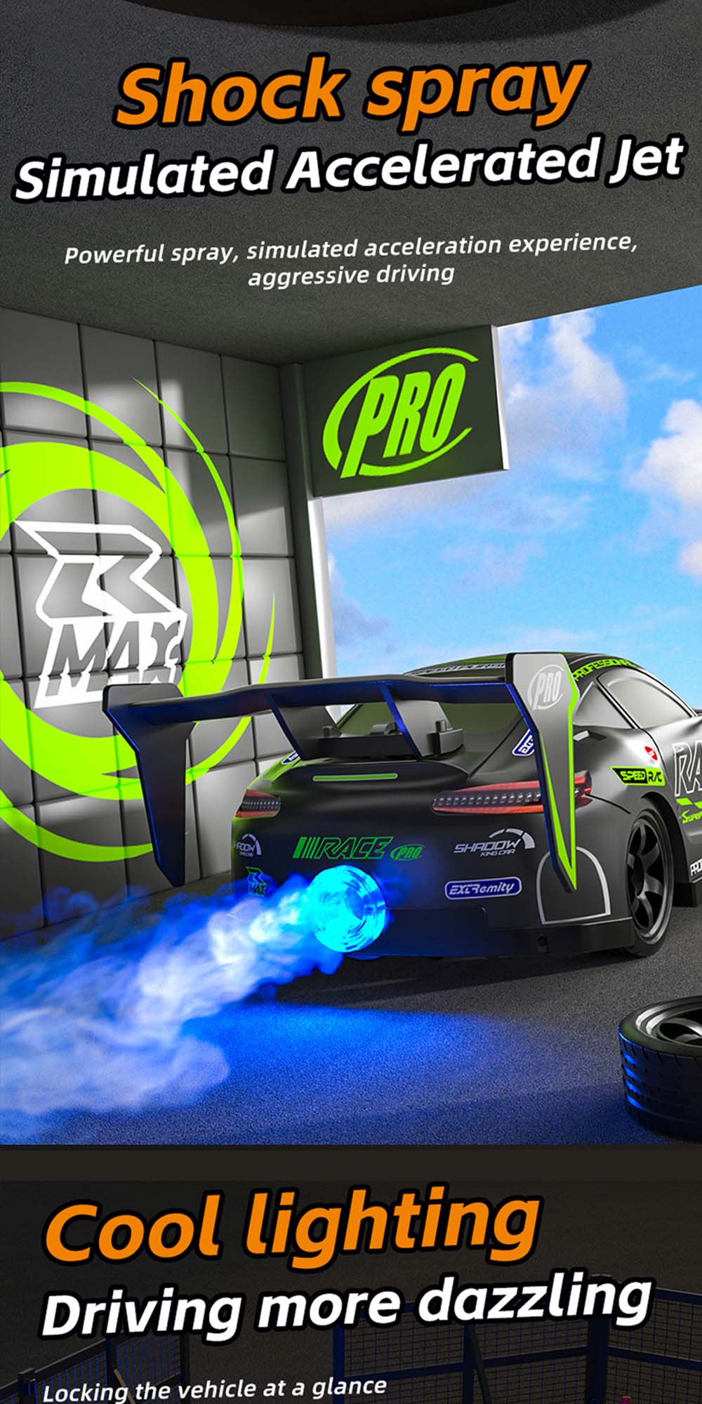 RC Spray Racing Car Toy With Music LED Light High Speed 2.4G Remote ...