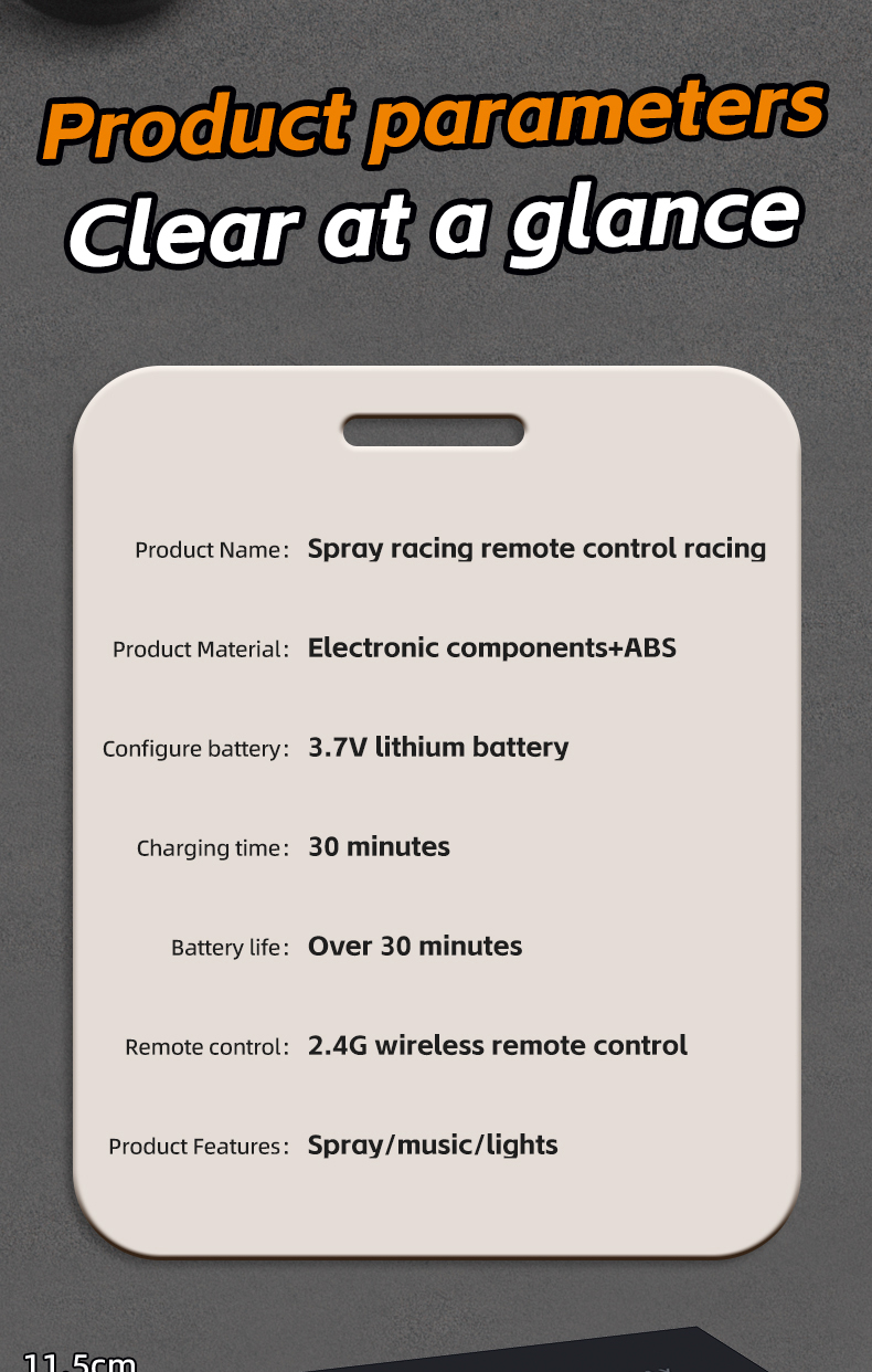 RC Spray Racing Car Toy With Music LED Light High Speed 2.4G Remote ...