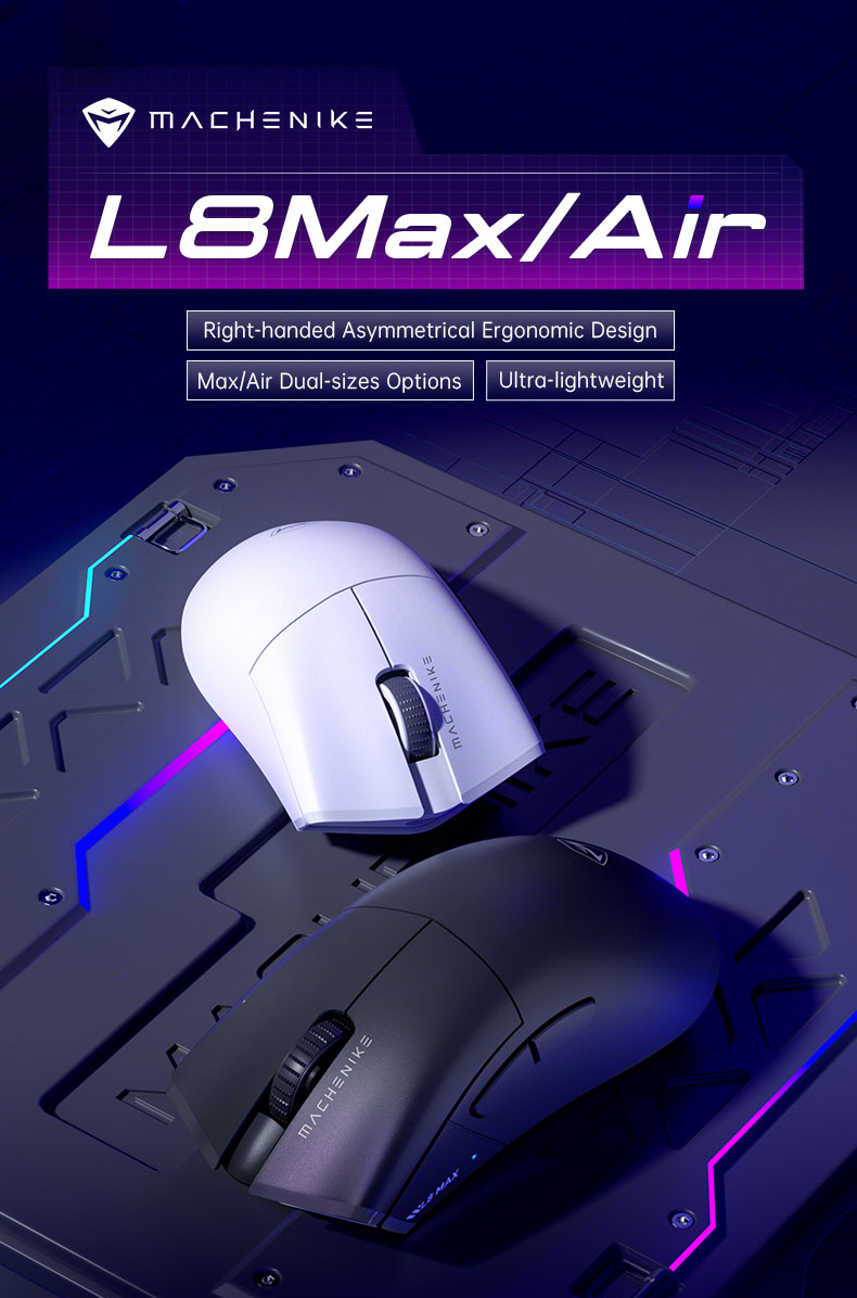 Machenike L8 Max Tri-Mode Wireless Mouse With Charging Dock PAW3395 26000 DPI Gaming Mouse 66g ...