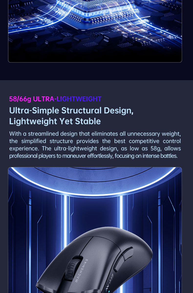 Machenike L8 Max Tri-Mode Wireless Mouse With Charging Dock PAW3395 26000 DPI Gaming Mouse 66g ...