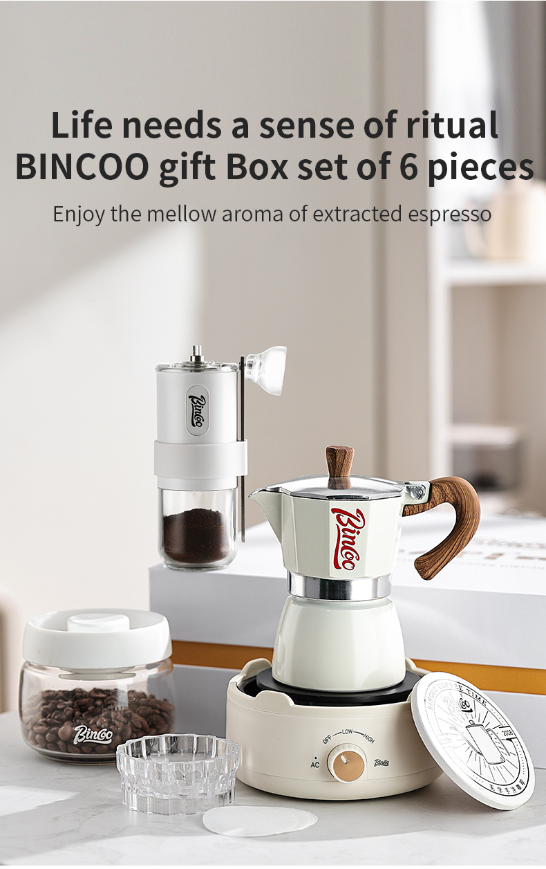 BINCOO Moka Pot Gift Box Set Household Small Hand-brewed Coffee Pot Set ...