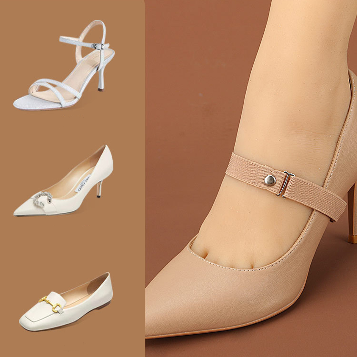 1 Pair Women Detachable Shoe Strap Belt Band Elastic High Heels Anti ...