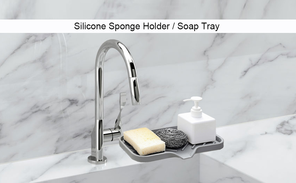 Multi-Functional Silicone Kitchen Sink Tray - Soap Dish Holder with ...