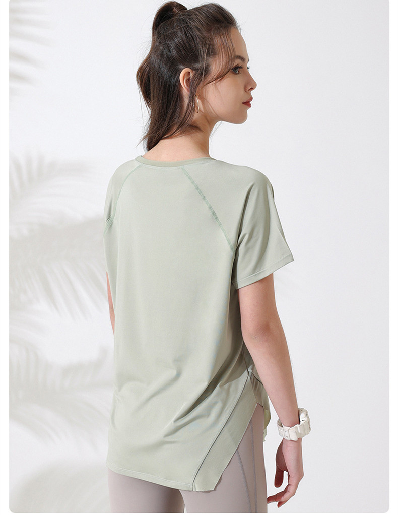 Loose Yoga Clothes Tops Short Sleeve Running T-Shirts Sports Fitness ...