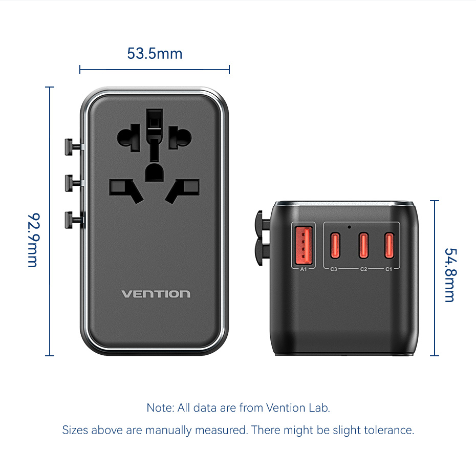 Vention 65W GaN Global Universal Travel Adapter International Charger ...