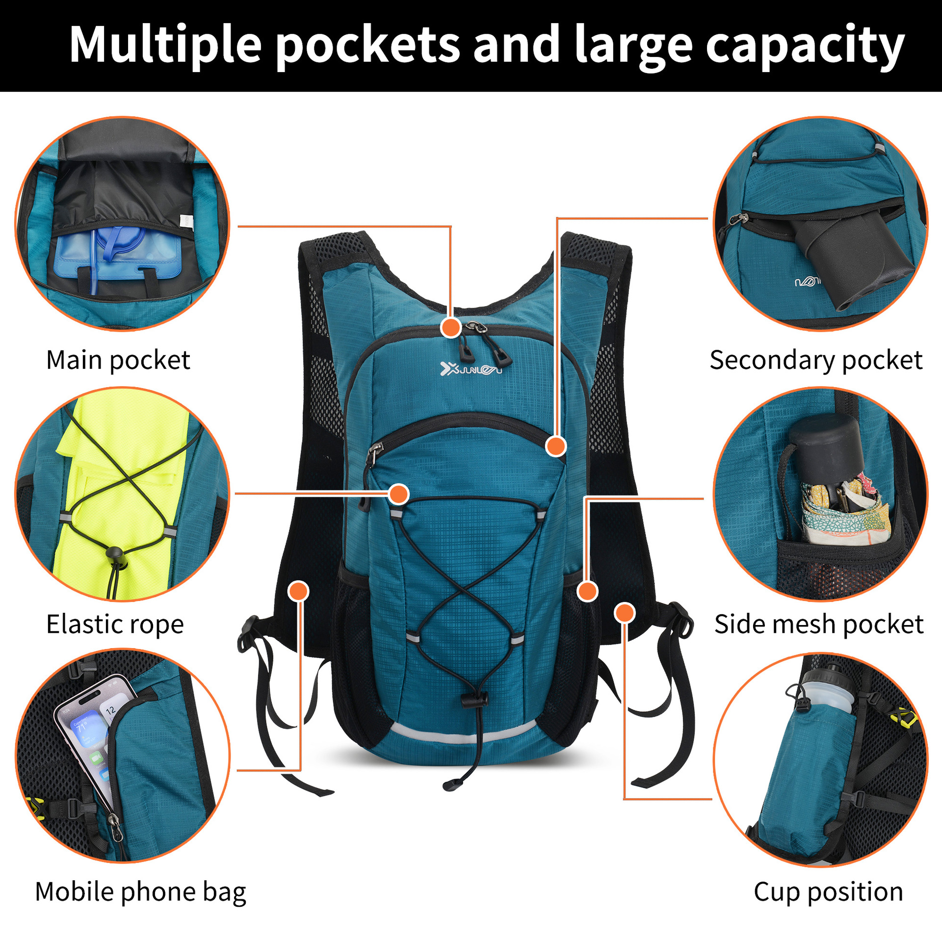 Hiking Backpack with 2L Hydration Bladder Lightweight Packable Hiking ...