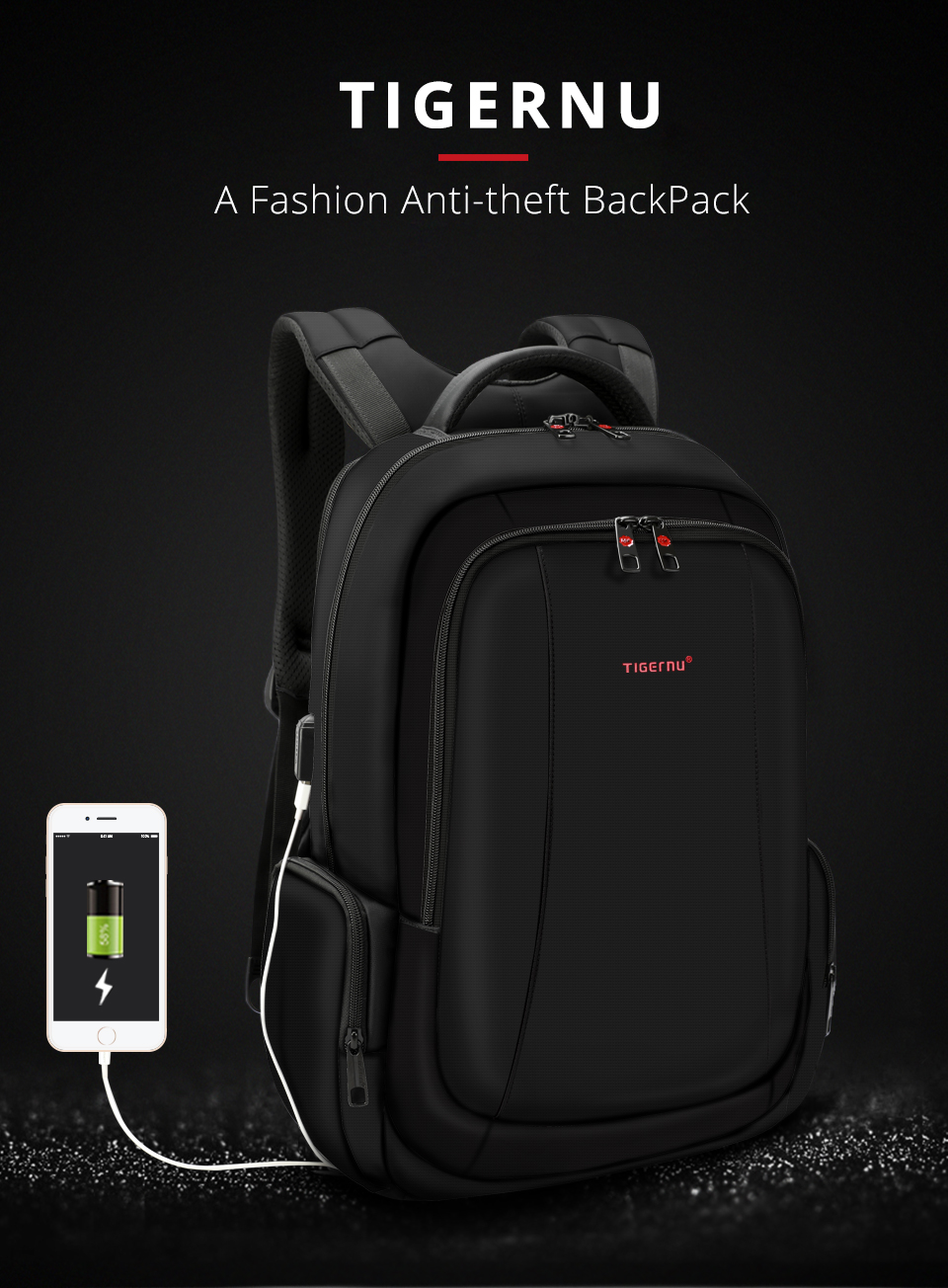 Tigernu 3143 USB Charging Anti Theft Waterproof Nylon Travel Backpack ...