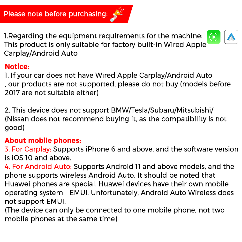 Carplay Adapter 2-in-1 Android Apple Car Wired to wireless car adapter ...
